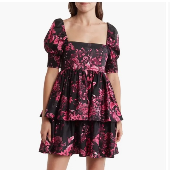 Alice + Olivia | Dresses | Emmalou Floral Tiered Stretch Cotton ...